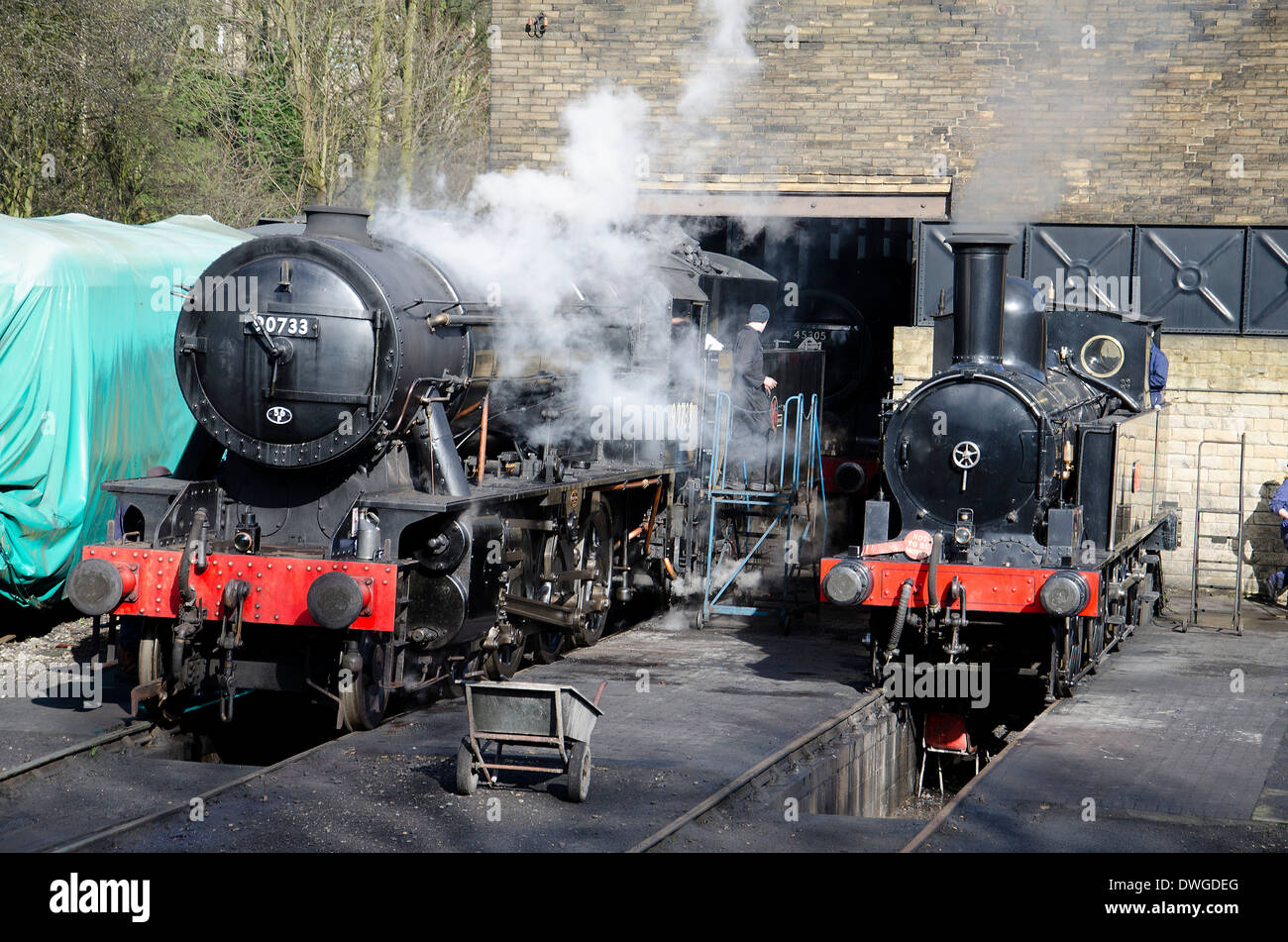 Steam Train departing with passenger service on heritage line Stock ...