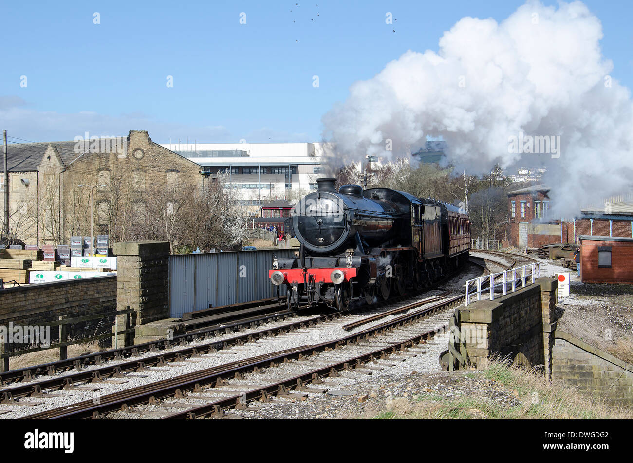 Steam Train departing with passenger service on heritage line Stock ...