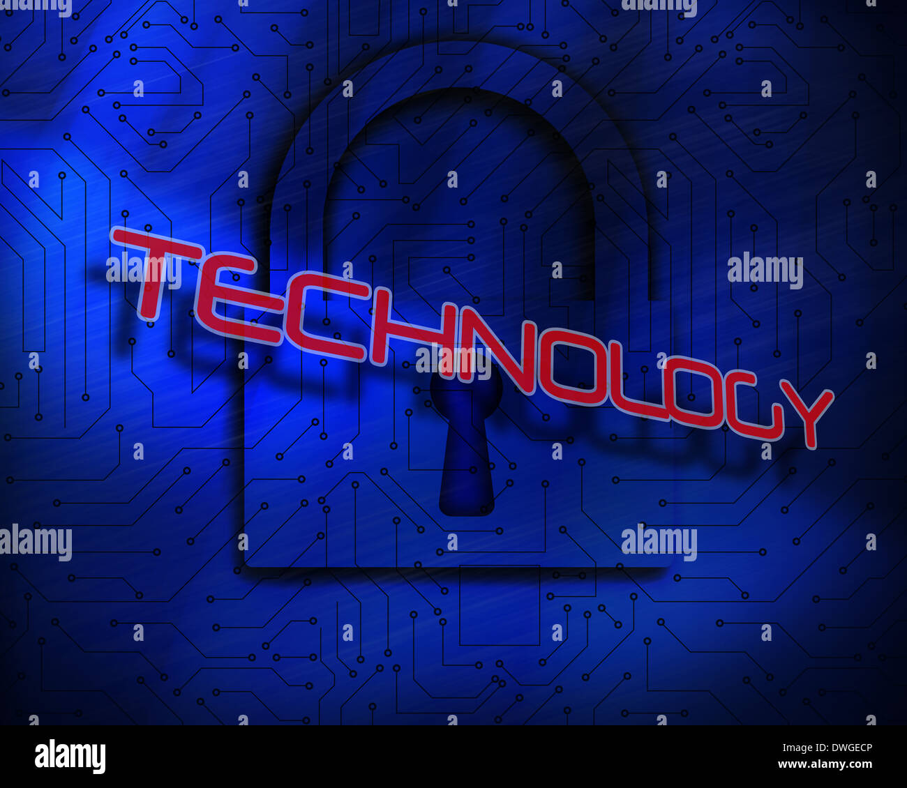 Technology against lock on digital background Stock Photo - Alamy
