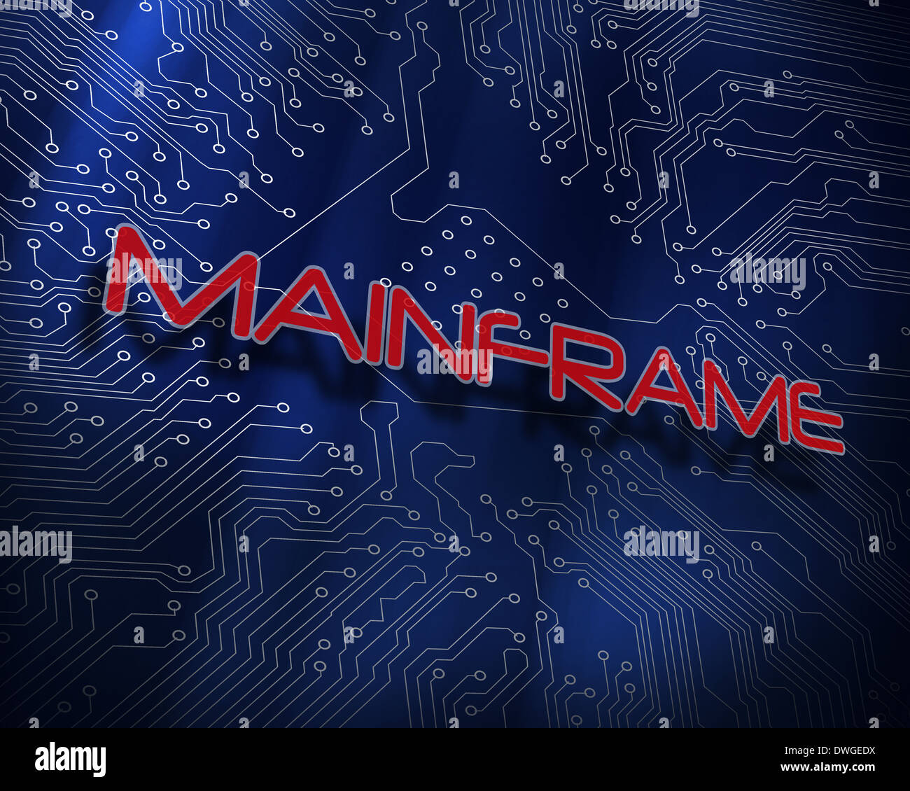 Mainframe against blue technology background Stock Photo - Alamy
