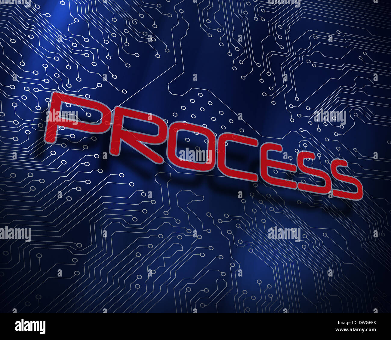 Process against blue technology background Stock Photo - Alamy