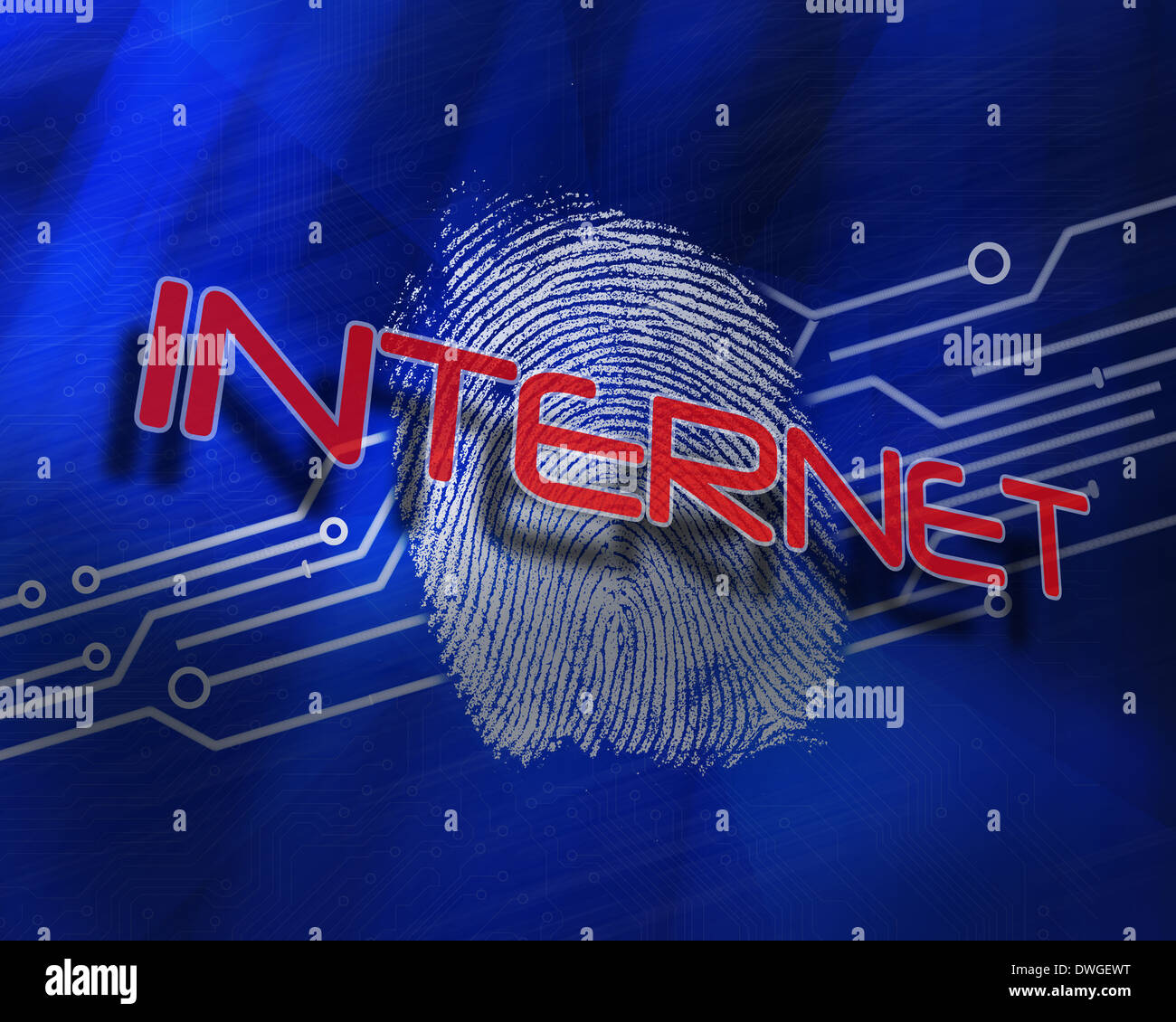 Internet against fingerprint on digital blue background Stock Photo - Alamy