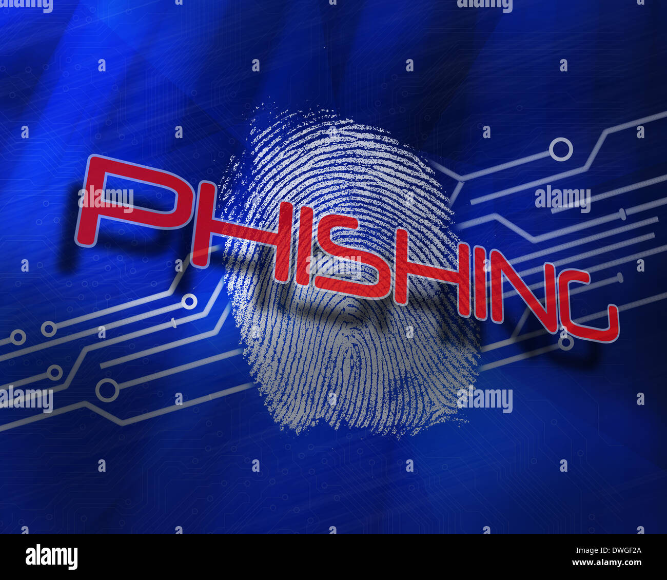 Phishing against fingerprint on digital blue background Stock Photo - Alamy