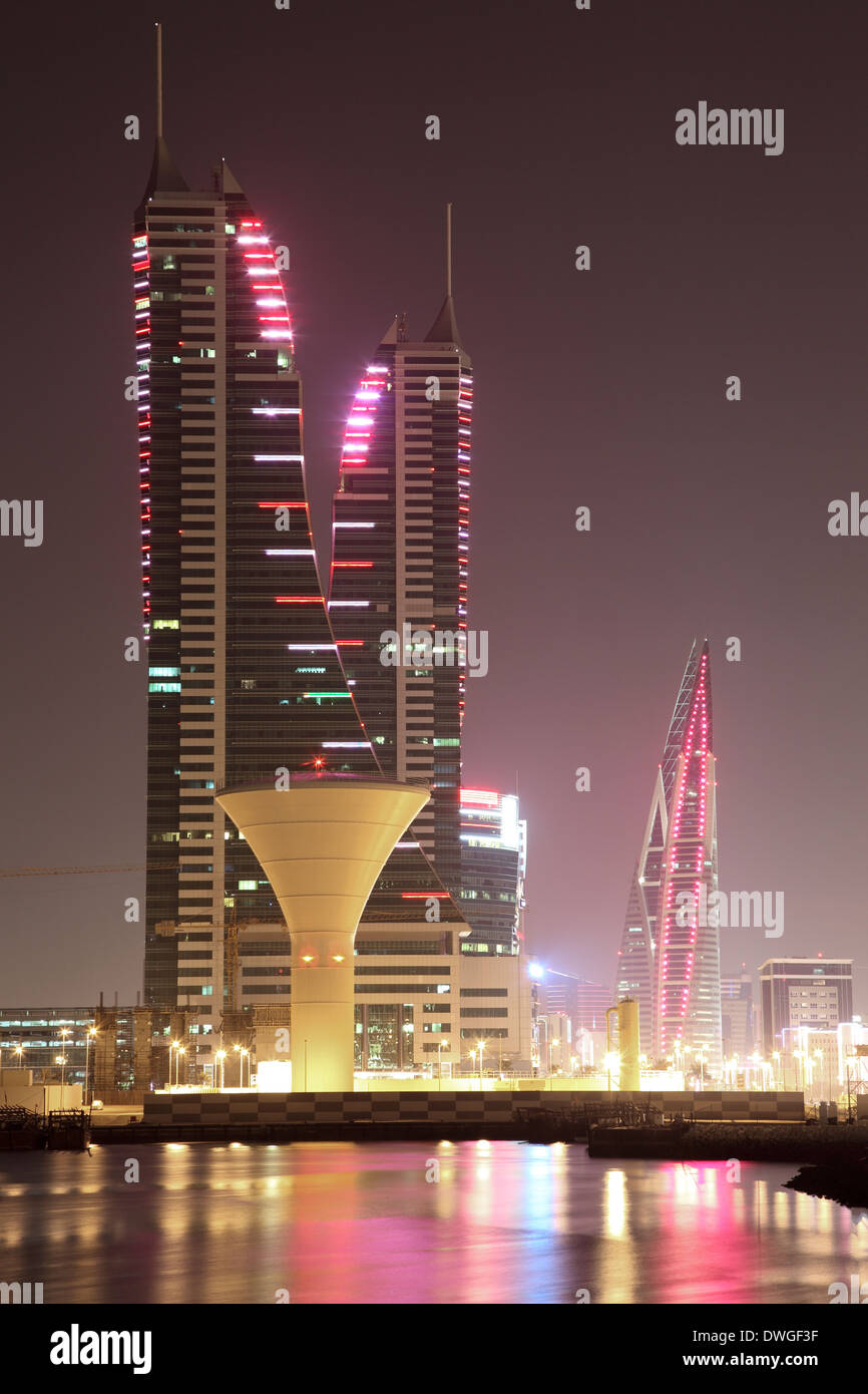 Skyline of Manama at night. Bahrain, Middle East Stock Photo - Alamy
