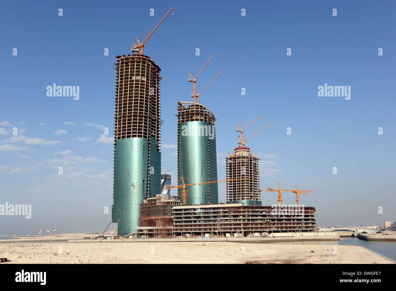 Skyscraper construction at the Bahrain Financial Harbour. Manama ...