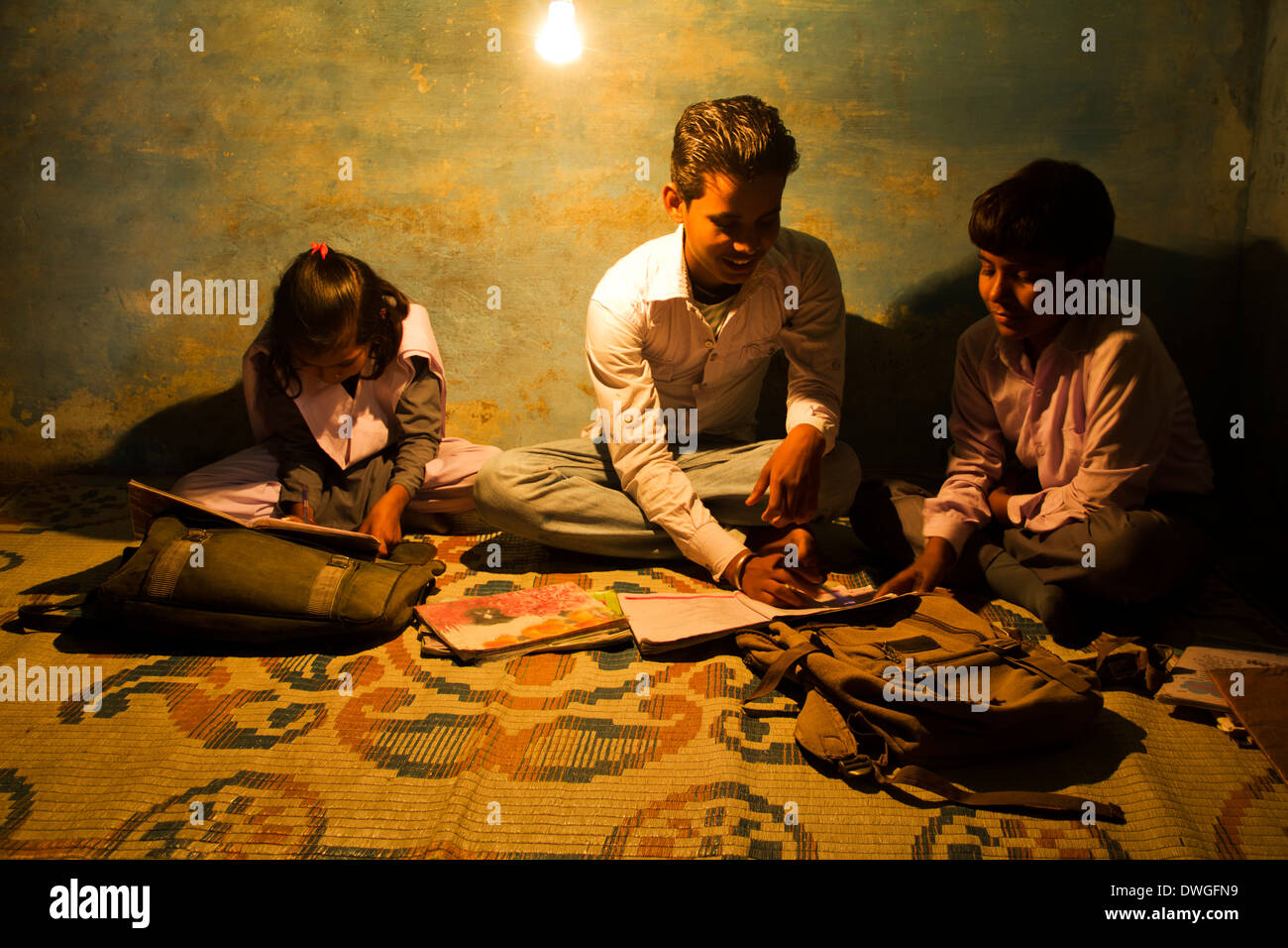 indian rural student reading in night at home Stock Photo - Alamy