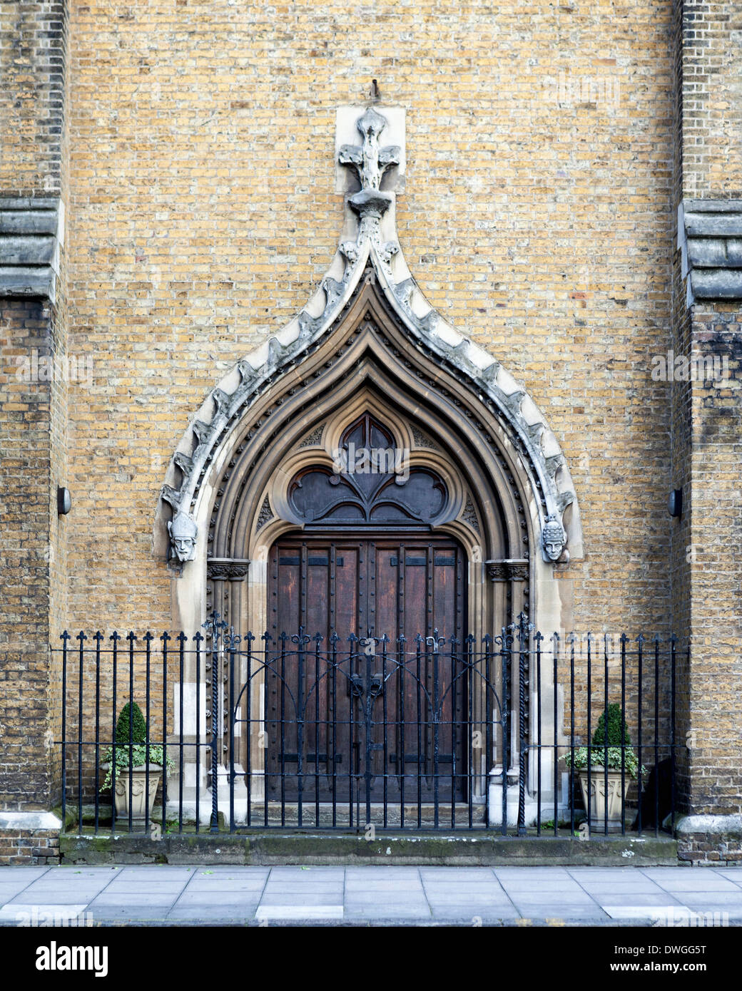 St George's Cathedral - Stone and wood arched door of Roman Catholic ...
