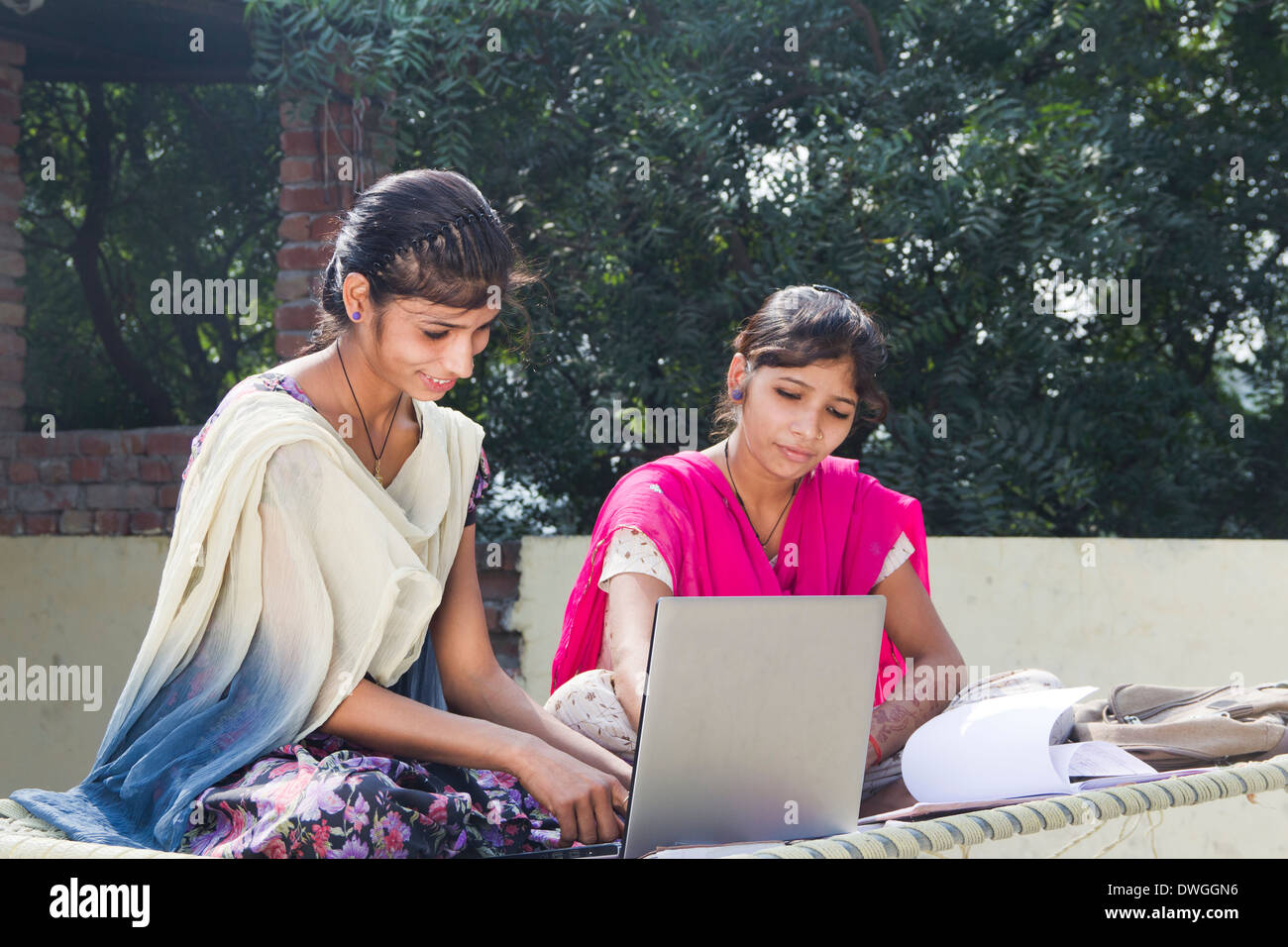 Indian rural student Learning with laptop at home Stock Photo - Alamy