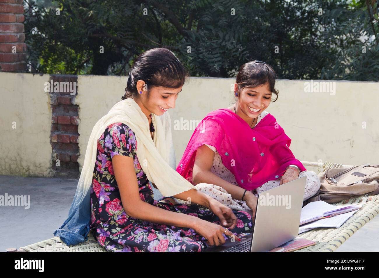 Indian rural student Learning with laptop at home Stock Photo - Alamy