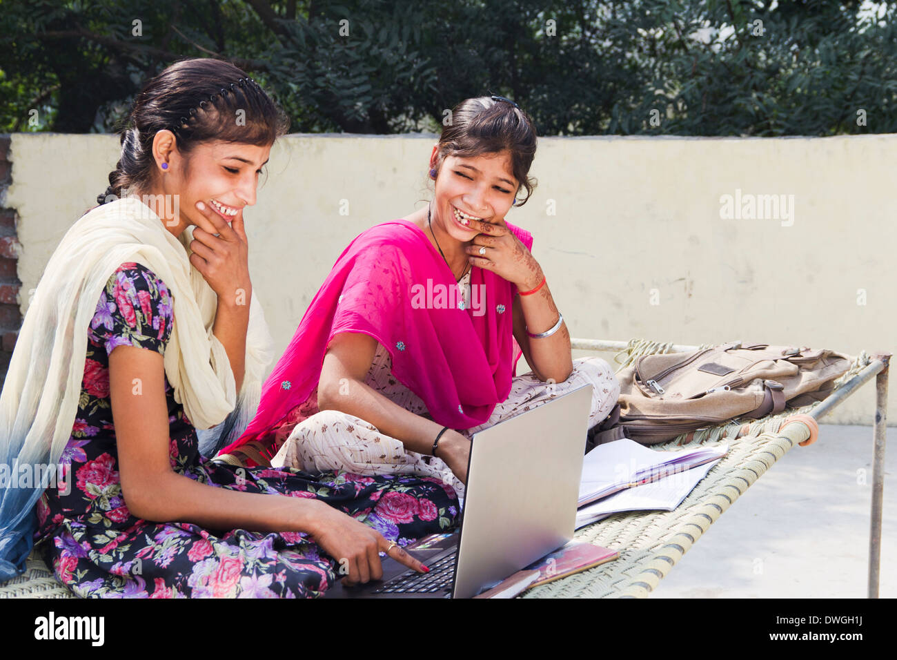 Indian rural student Learning with laptop at home Stock Photo - Alamy