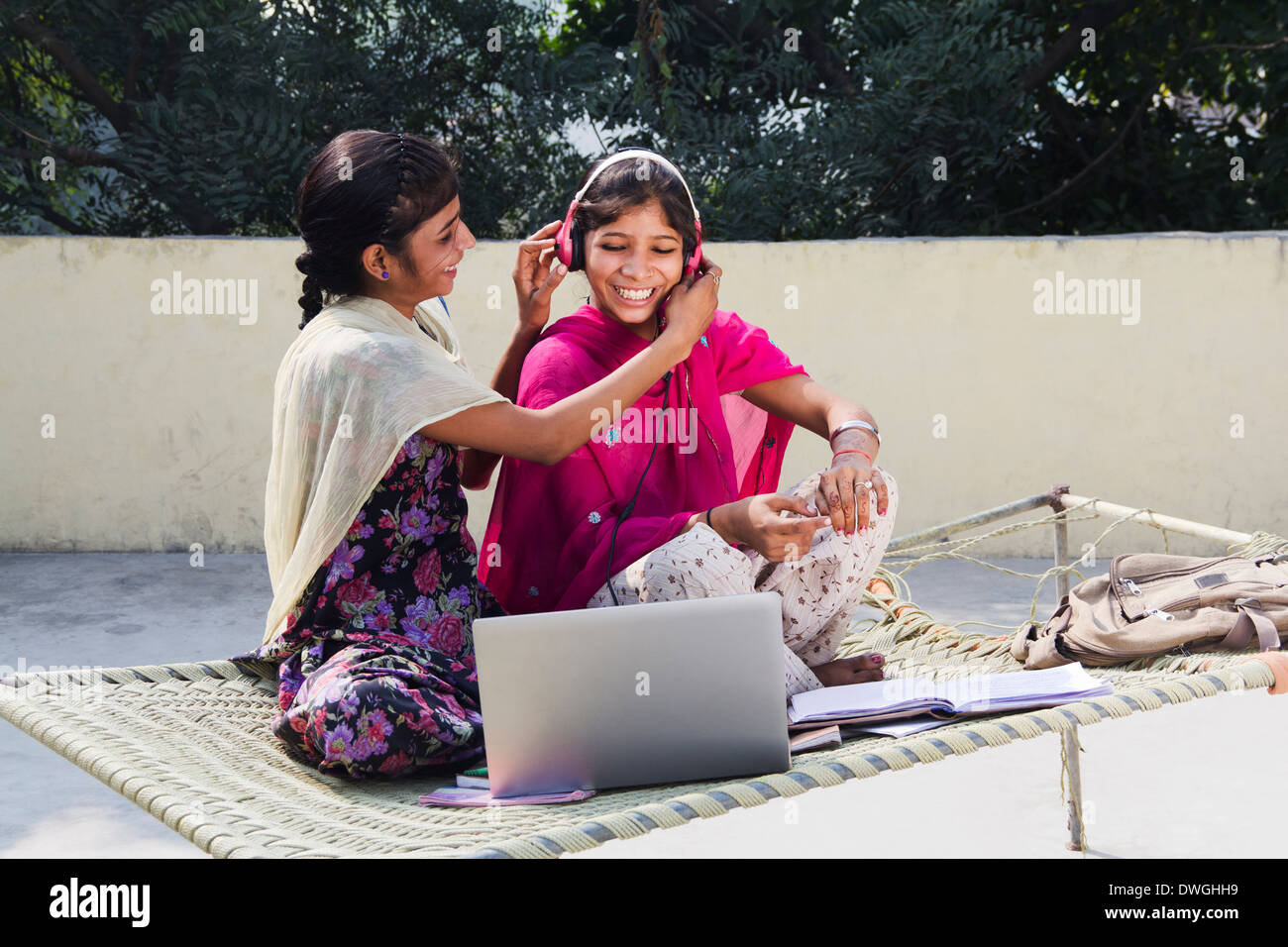 indian rural girl with laptop Stock Photo - Alamy