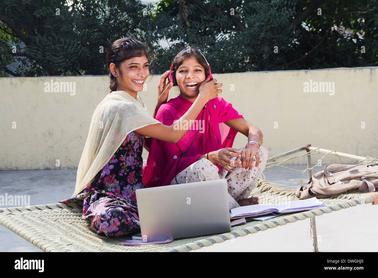 indian rural girl with laptop Stock Photo - Alamy