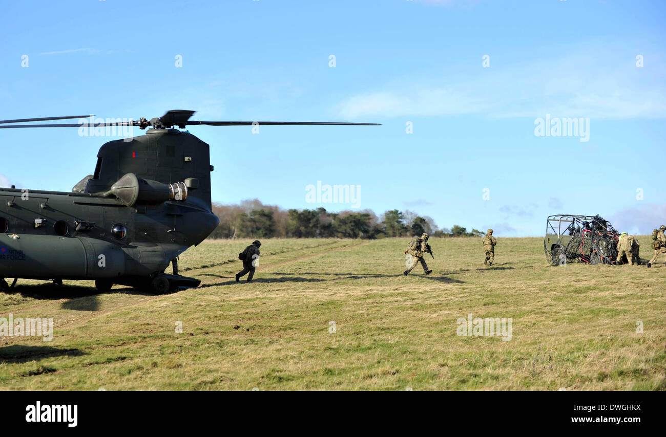 Salisbury Plain, UK. 7th March 2014. Volunteer soldiers of the British ...