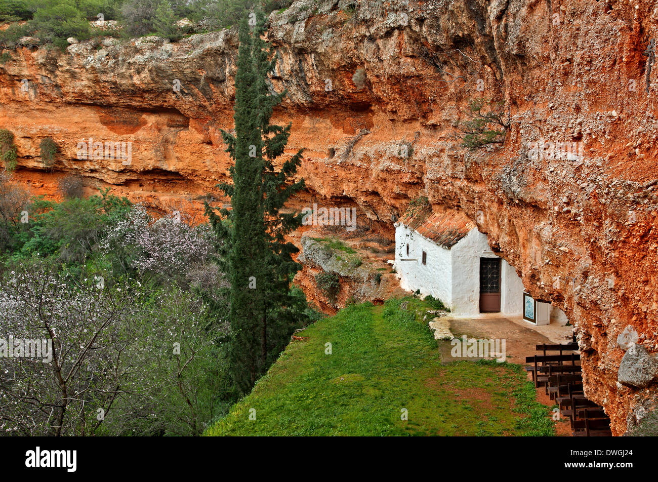 The byzantine church of Agios Georgios in the "Small Cave", close to ...