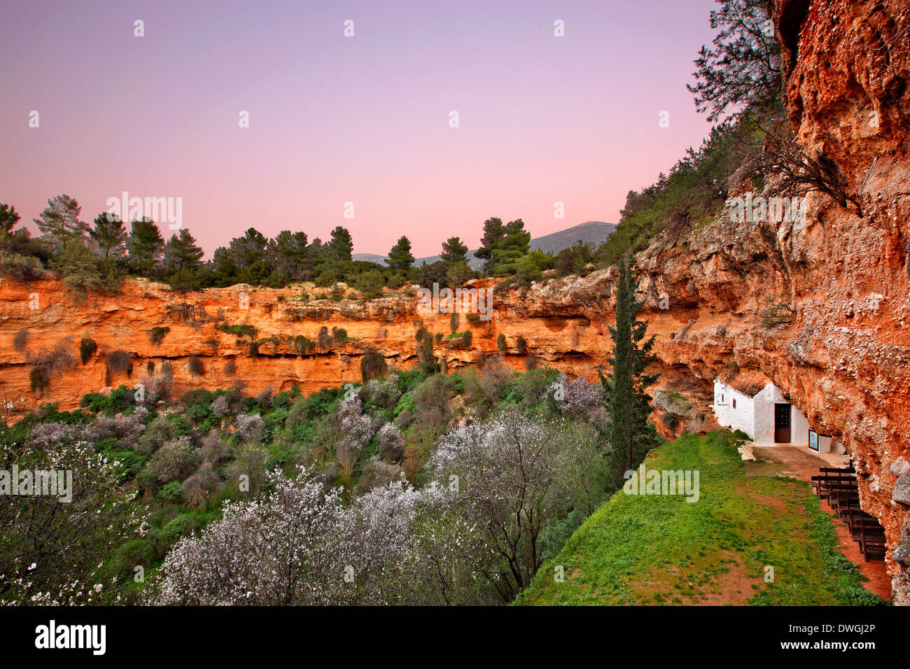 The byzantine church of Agios Georgios in the "Small Cave", close to ...