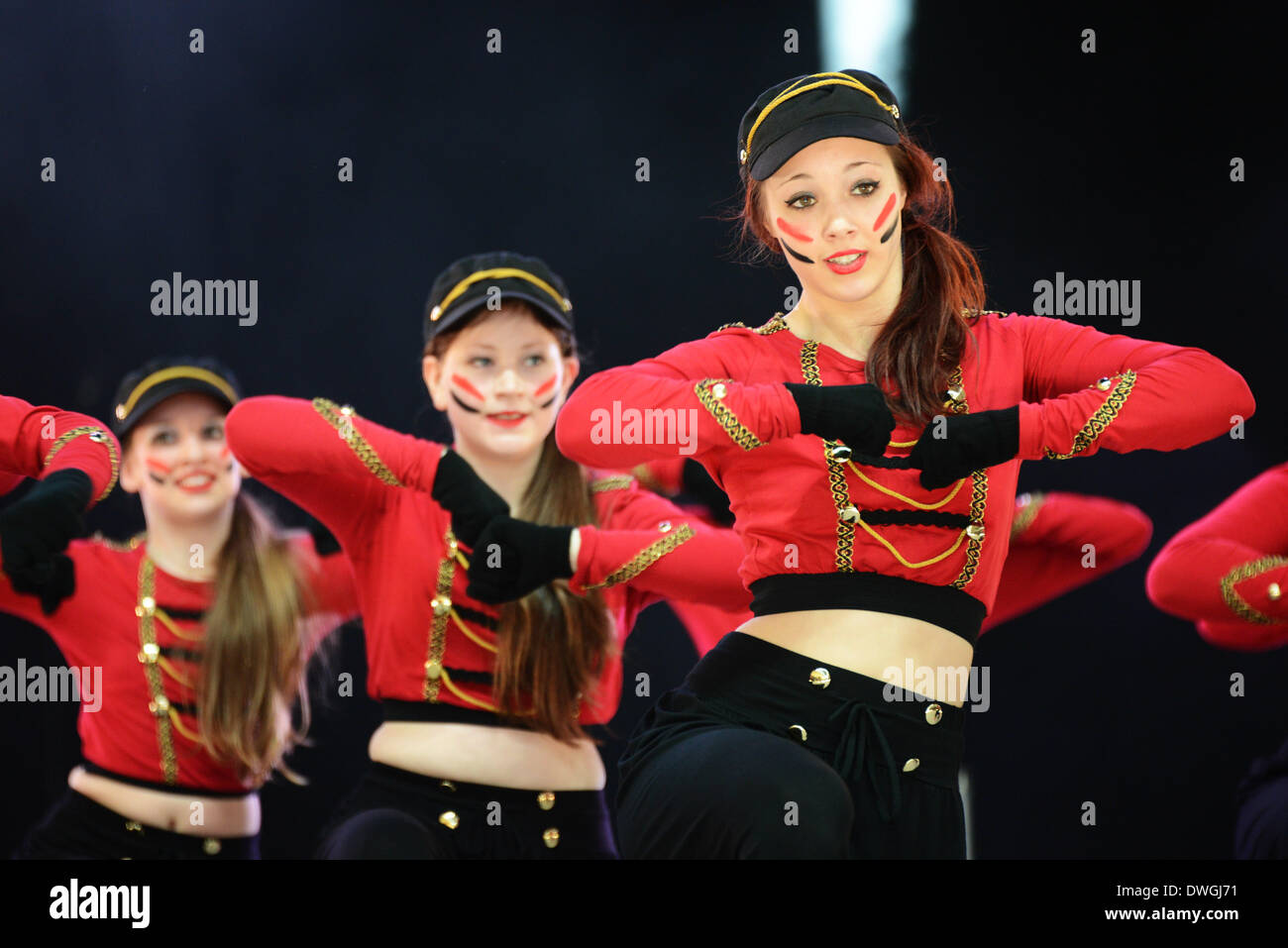 London England, 7th March 2014 : Performers show their moves during the ...