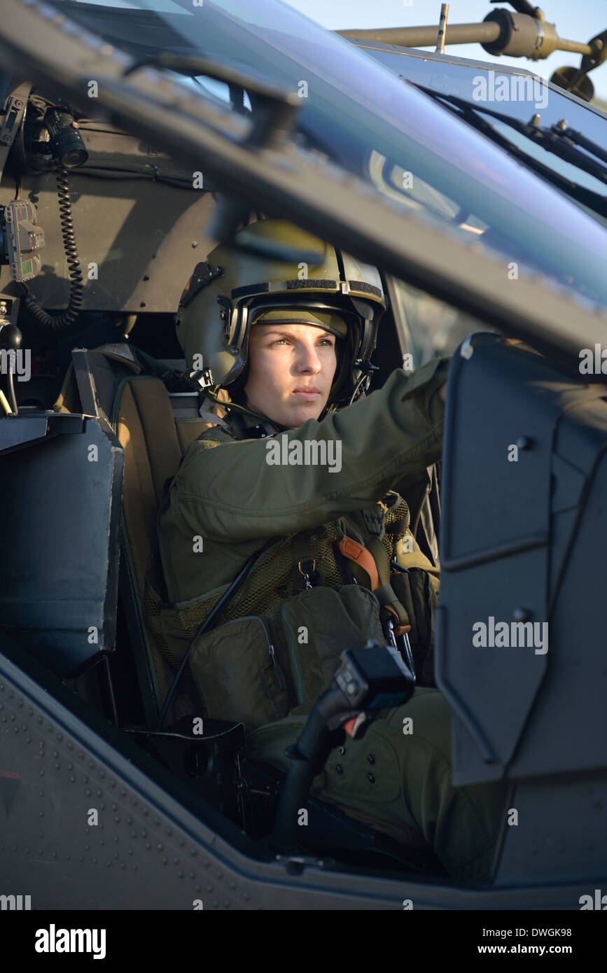 Italian military pilot in Mangusta helicopter cockpit Stock Photo - Alamy