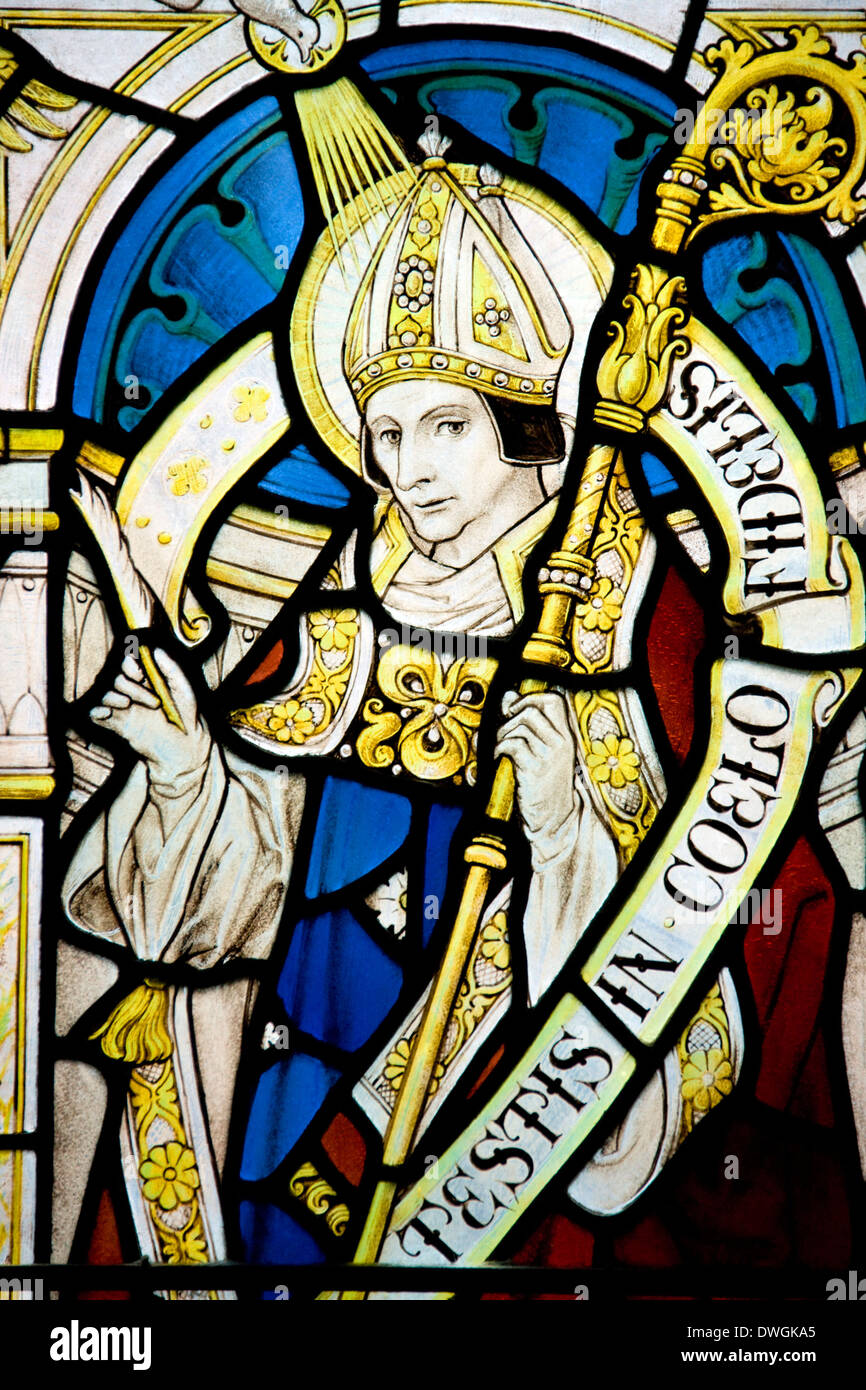 Stained Glass window in Chester Cathedral in Cheshire in the northwest ...