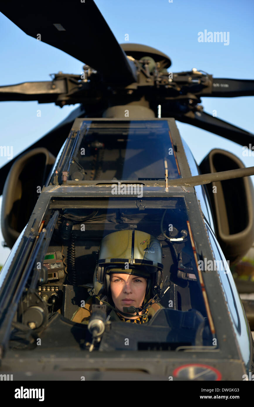 Italian military pilot in Mangusta helicopter cockpit Stock Photo - Alamy