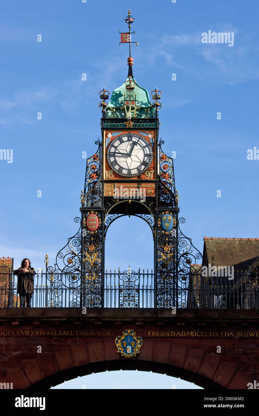 The Victorian Eastgate Clock in the city centre at Chester in the ...