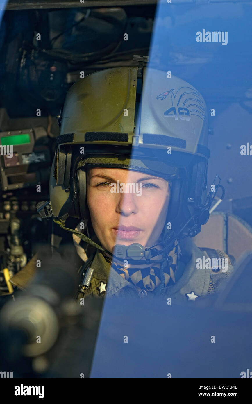 Italian military pilot in Mangusta helicopter cockpit Stock Photo - Alamy