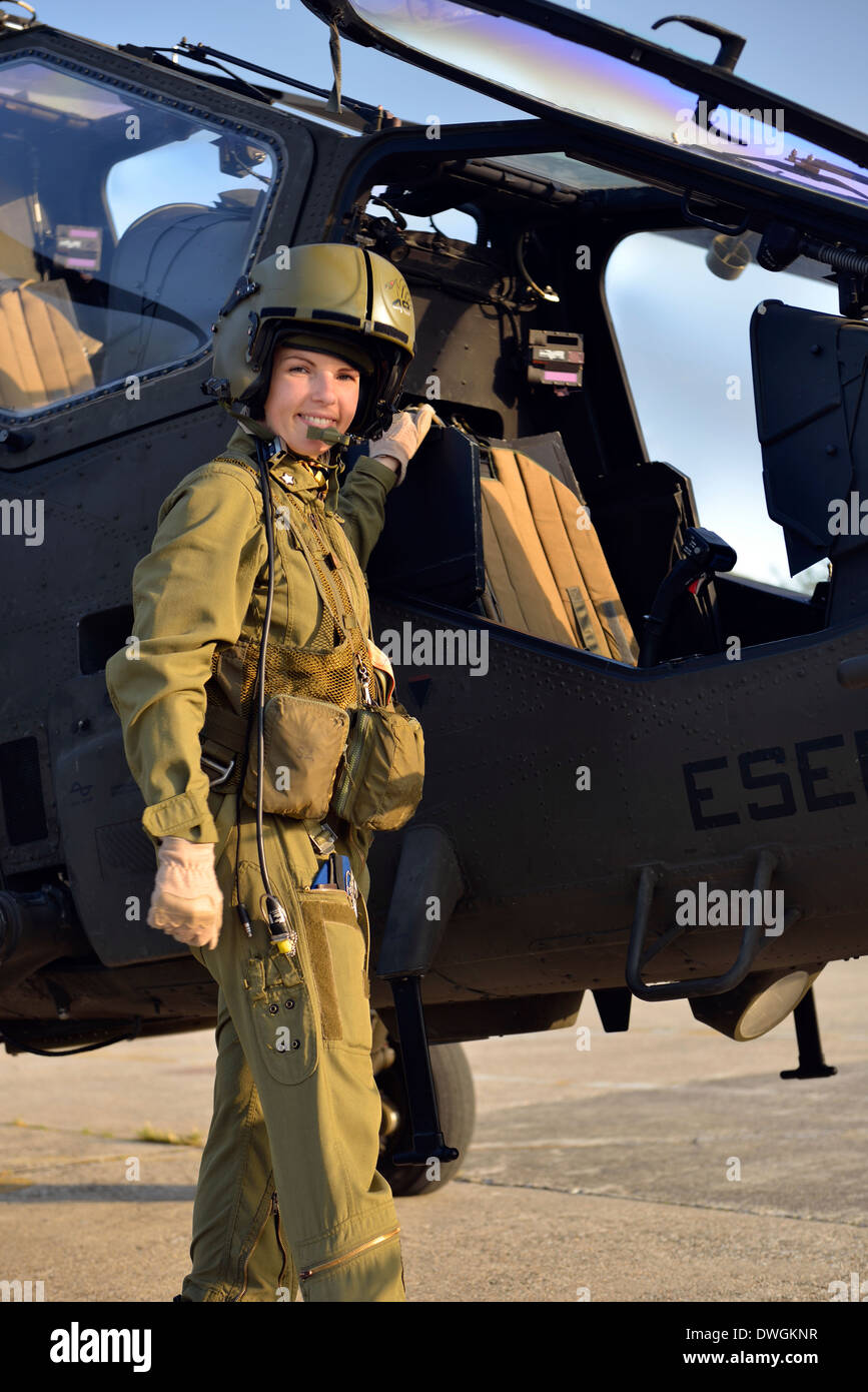 Italian military pilot in Mangusta helicopter cockpit Stock Photo - Alamy