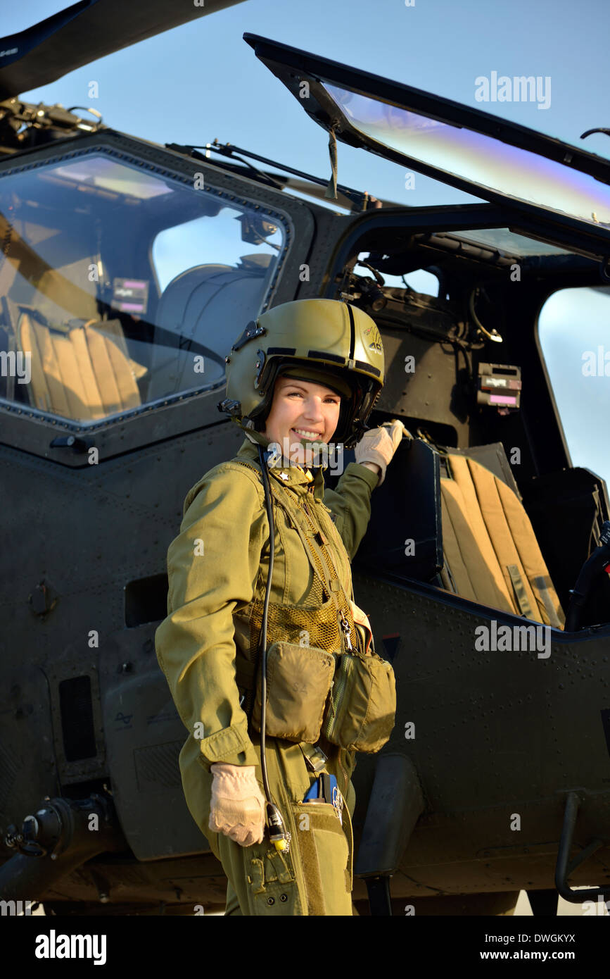 Italian military pilot in Mangusta helicopter cockpit Stock Photo - Alamy