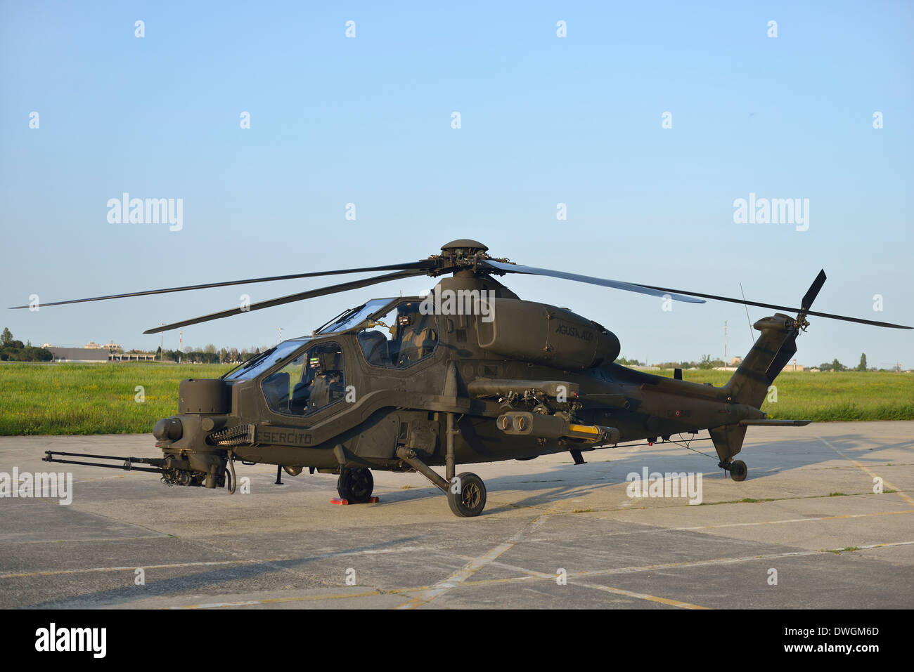 Italian military pilot in Mangusta helicopter cockpit Stock Photo - Alamy