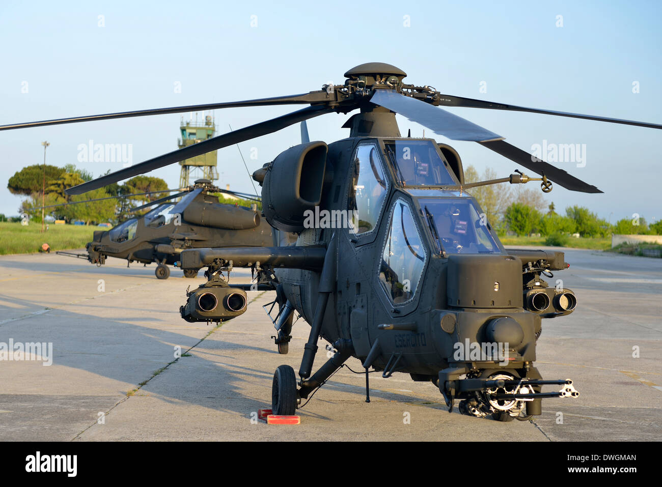Italian military pilot in Mangusta helicopter cockpit Stock Photo - Alamy