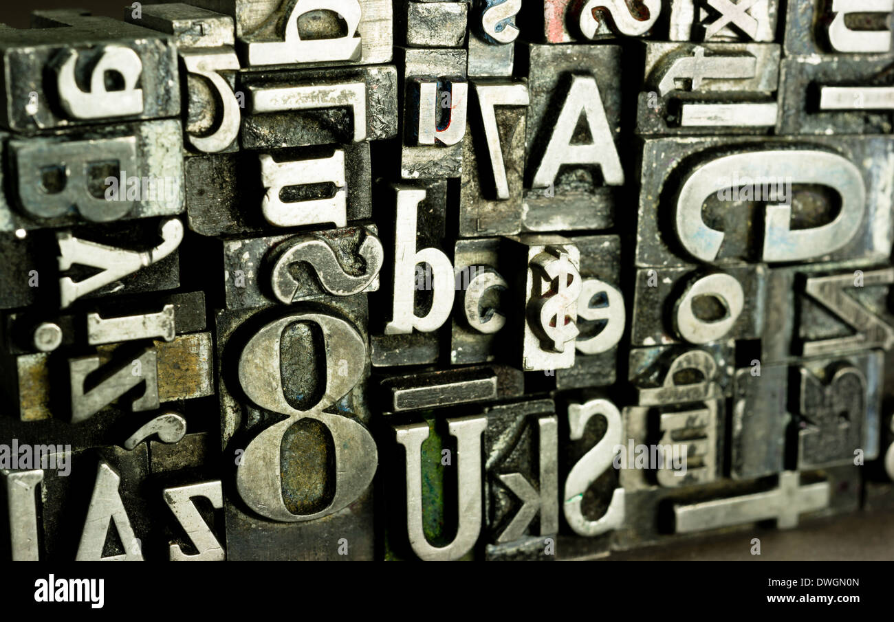 Old metal blank printing press typeset all stacked up Stock Photo - Alamy