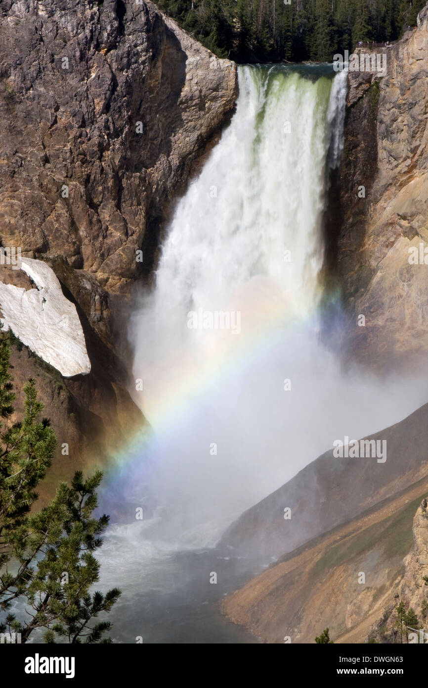 A rainbow forms at the base of Lower Falls along the Grand Canyon of ...