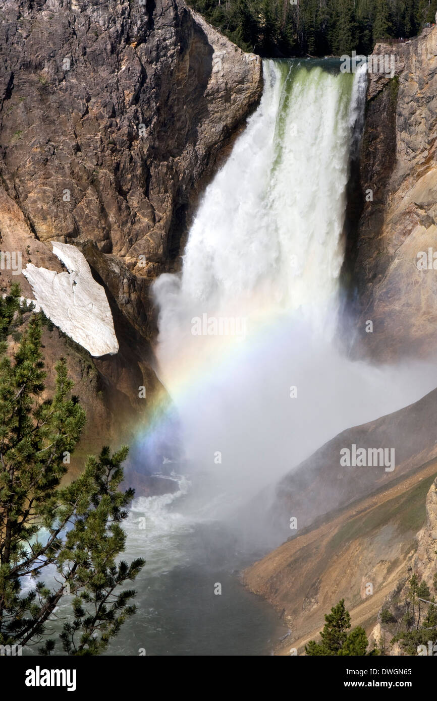 A rainbow forms near the base of Lower Falls along Grand Canyon of the ...