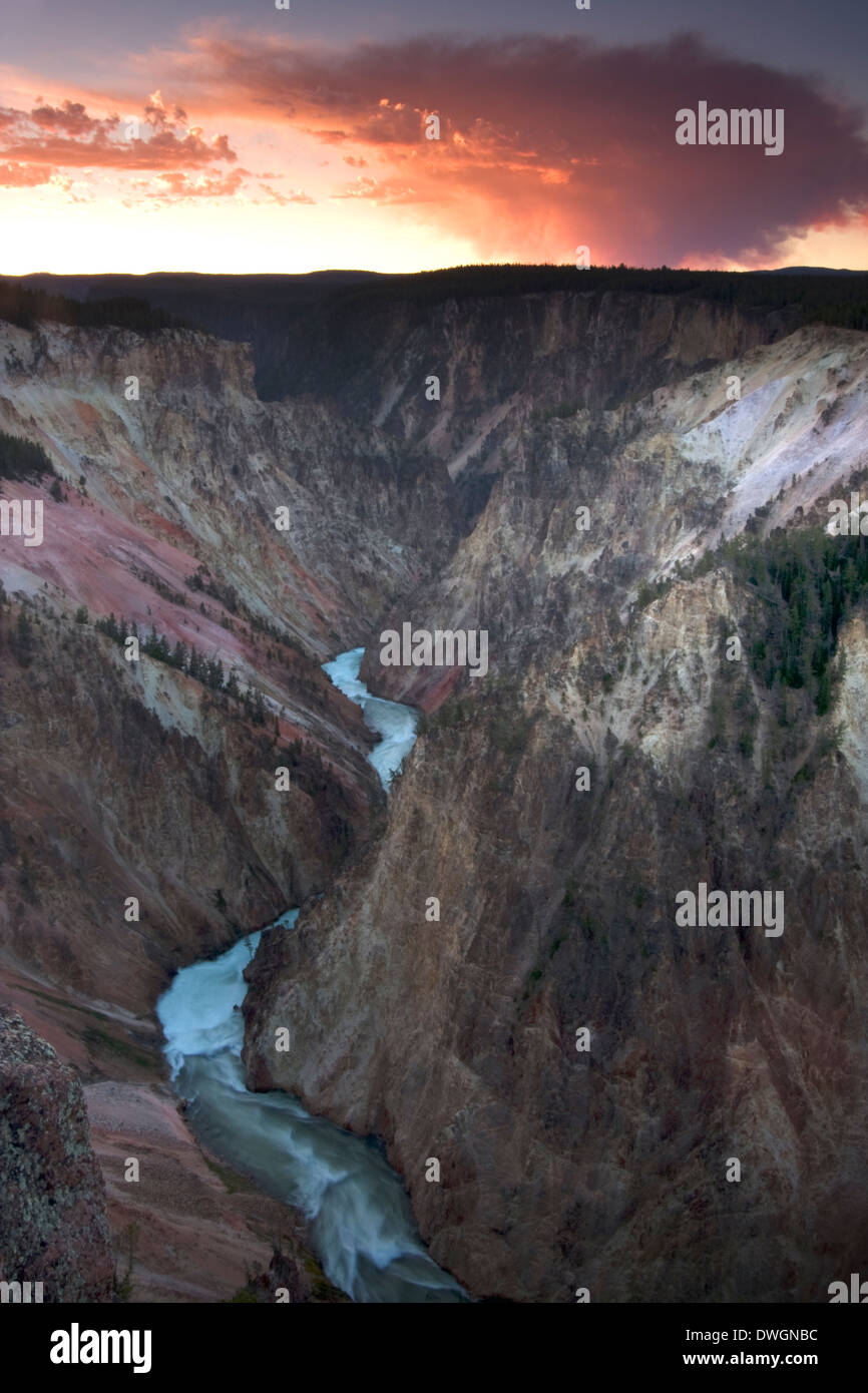 Sunrise over the Grand Canyon of the Yellowstone River in Yellowstone ...