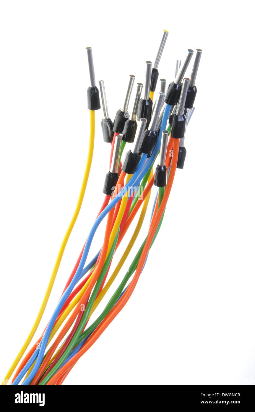 Electric cable installation with terminals Stock Photo - Alamy