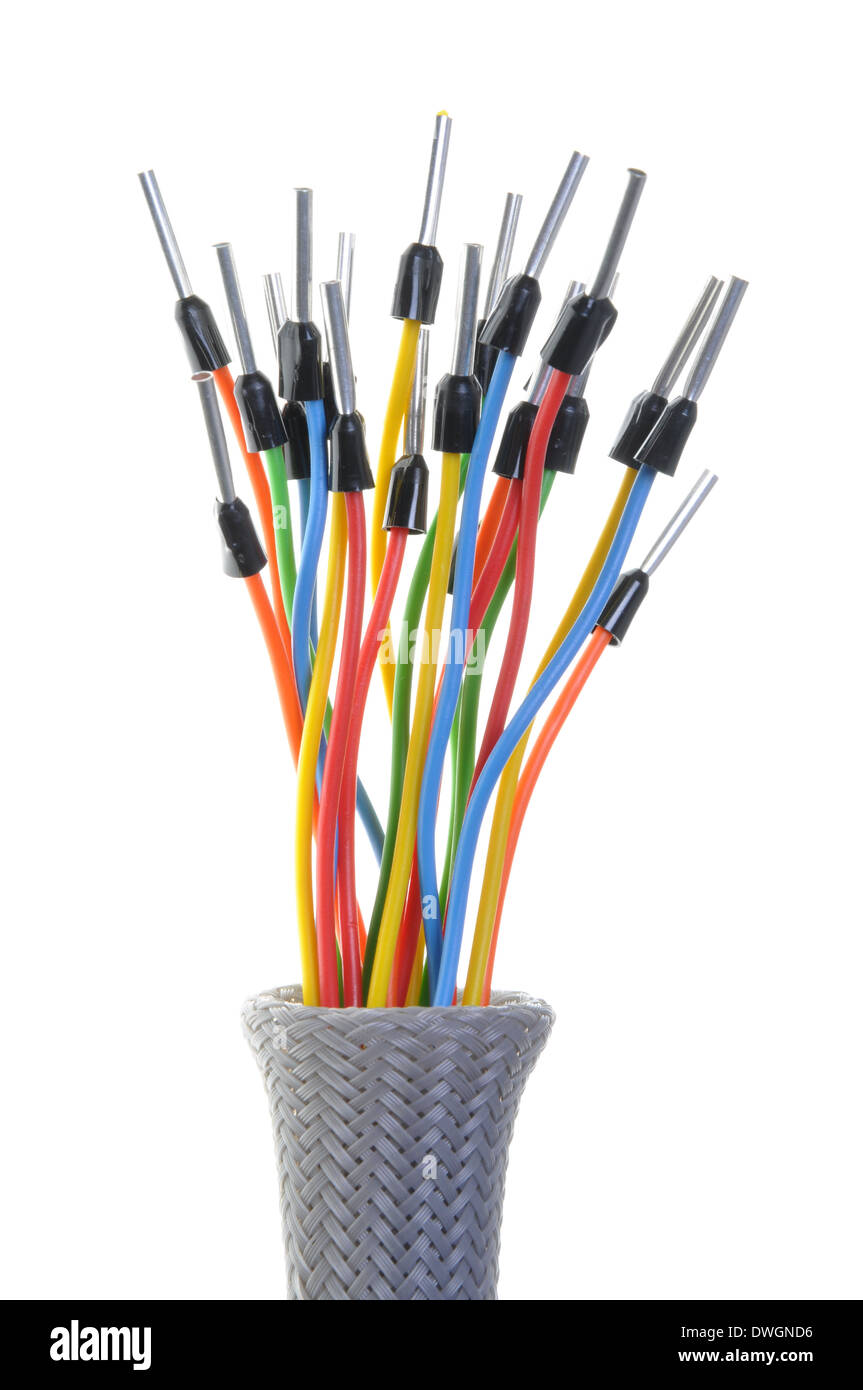 Electric cable installation with terminals Stock Photo - Alamy