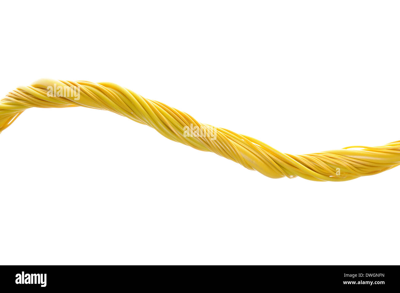 Yellow computer cable isolated on white background Stock Photo - Alamy