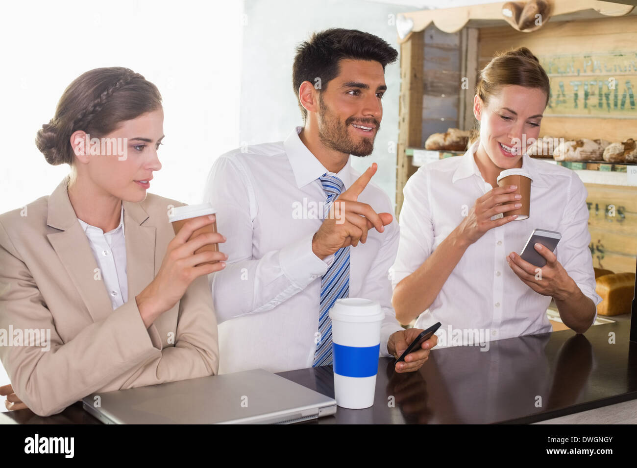 Team during break time in office cafeteria Stock Photo - Alamy