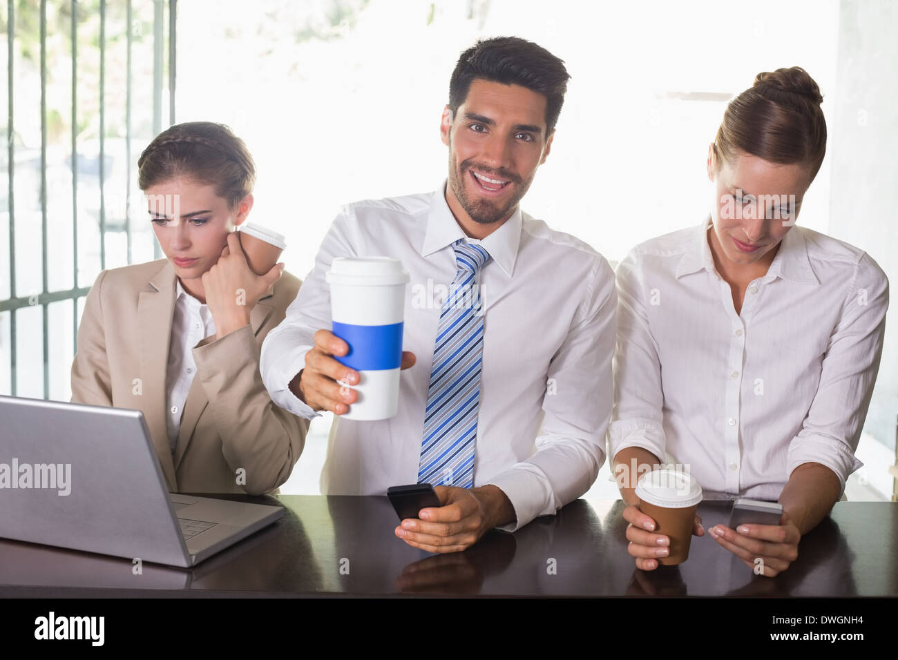 Team during break time in office cafeteria Stock Photo - Alamy