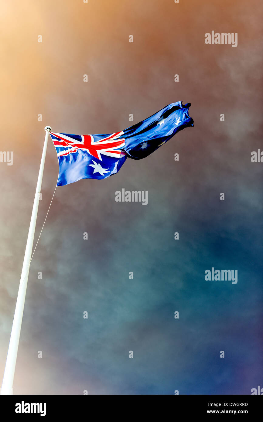 Australian flag flying in wind hi-res stock photography and images - Alamy