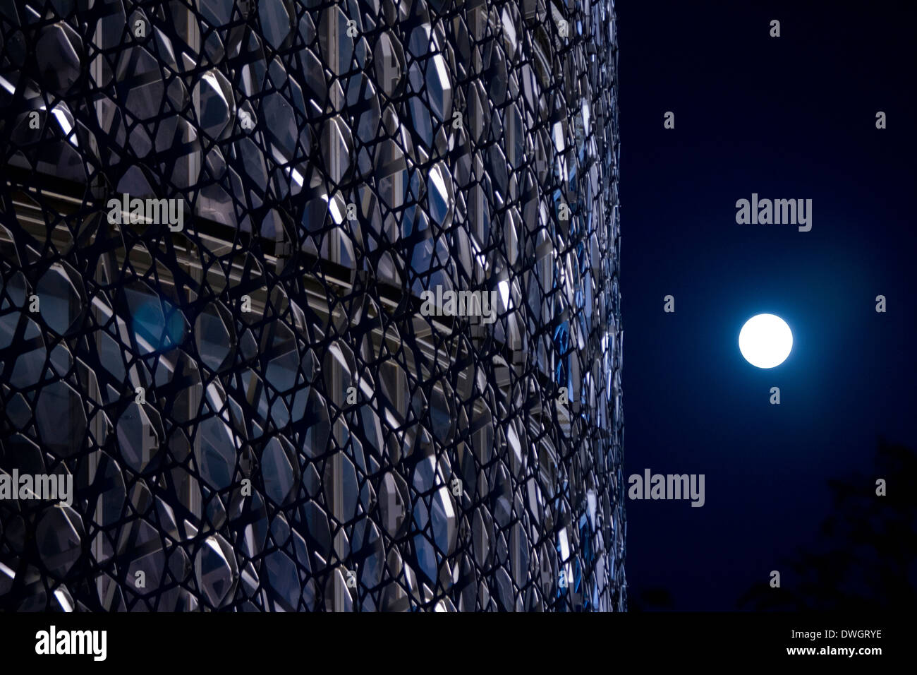 Qatar Doha modern Skyscraper Night Moon Lights Stock Photo - Alamy