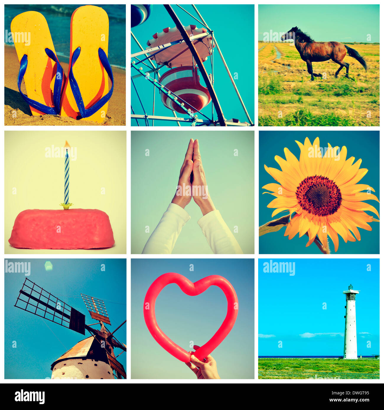 collage of different snapshots with a retro effect shot by myself Stock ...