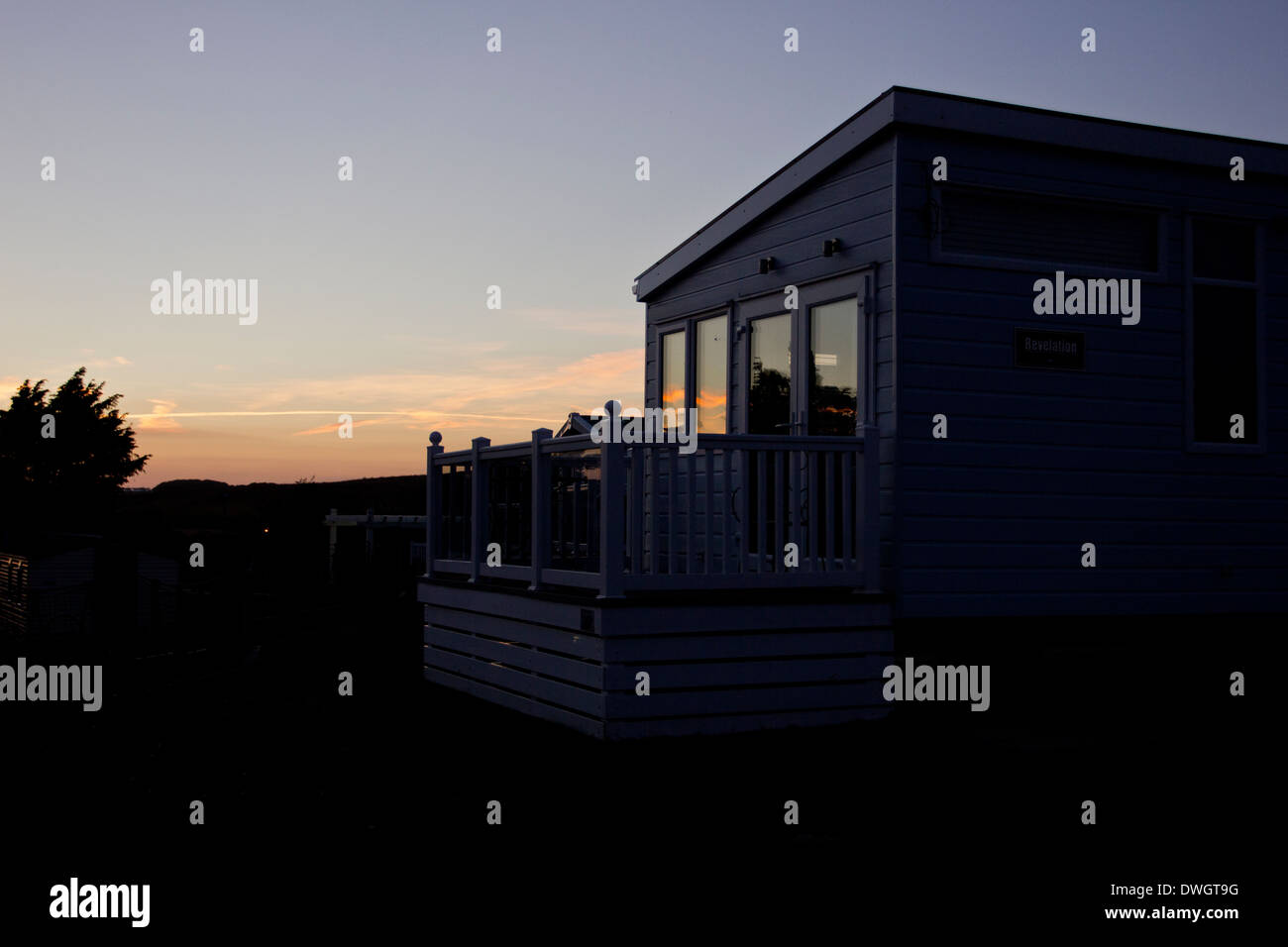 Caravan in the sunset at Combe Haven Caravan Park, Hastings Stock Photo ...