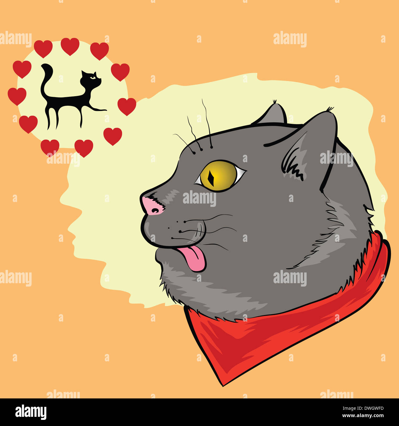 colorful illustration with cat lover for your design Stock Photo - Alamy
