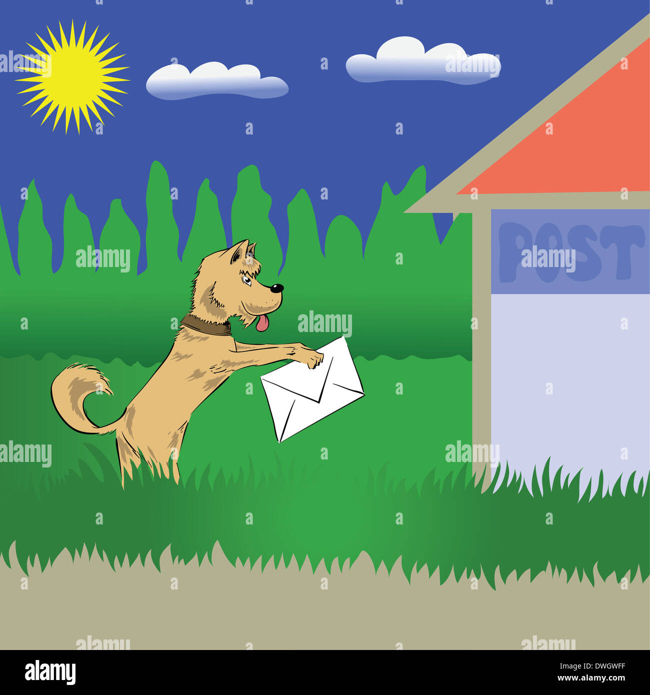 colorful illustration with dog and letter for your design Stock Photo ...