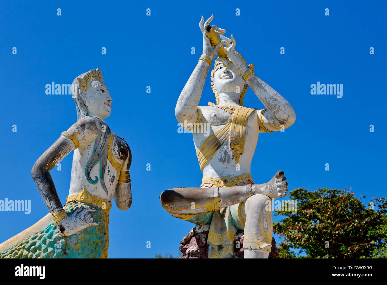 Statues on Ao Hat Sai Kaew Beach on Ko Samet Island, Thailand Stock ...