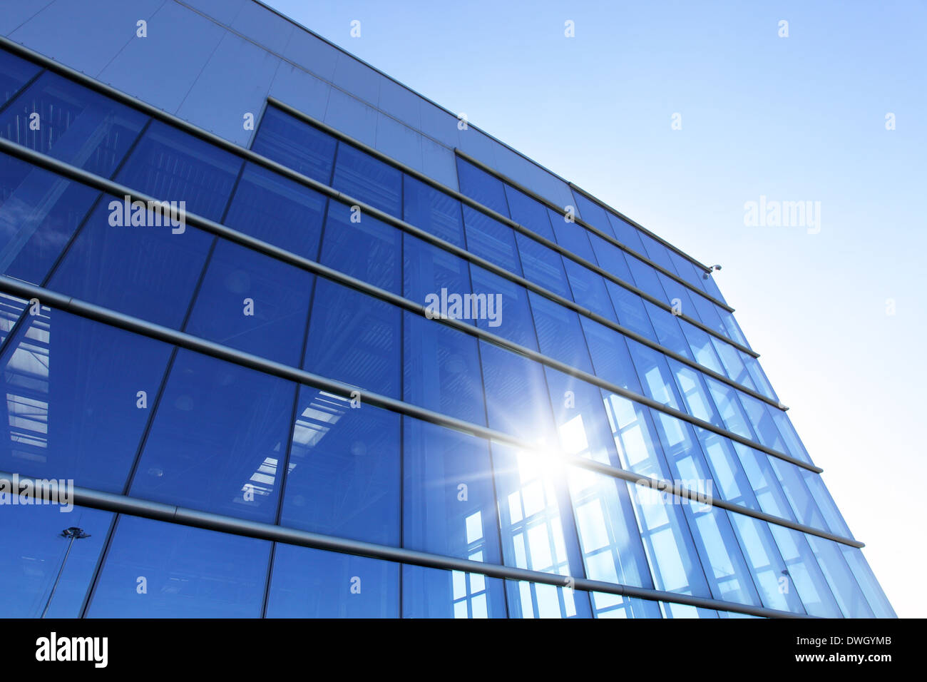 Perspective of wall modern industrial buildingll and sun glare Stock ...