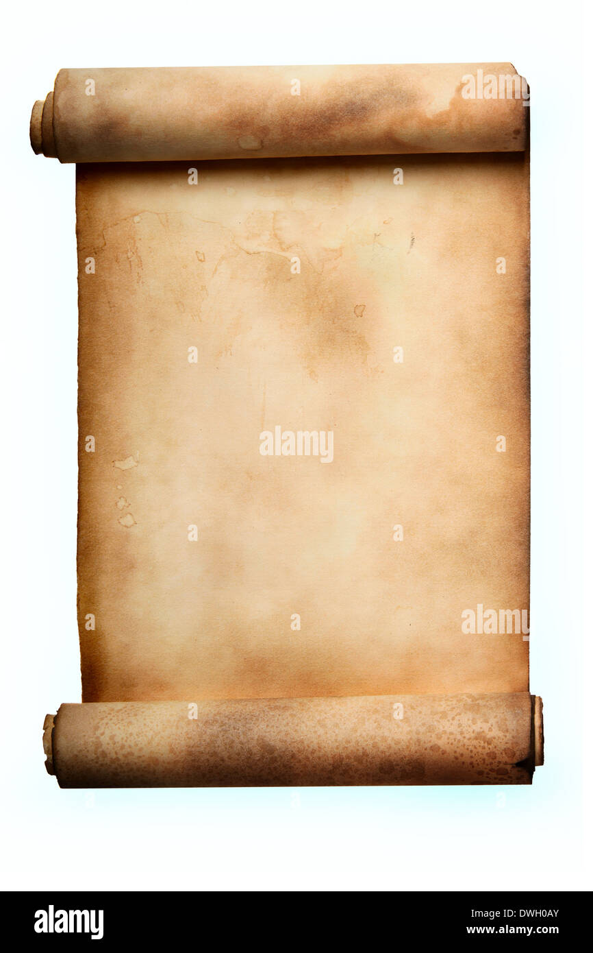 Ancient scroll isolated over a white background Stock Photo - Alamy