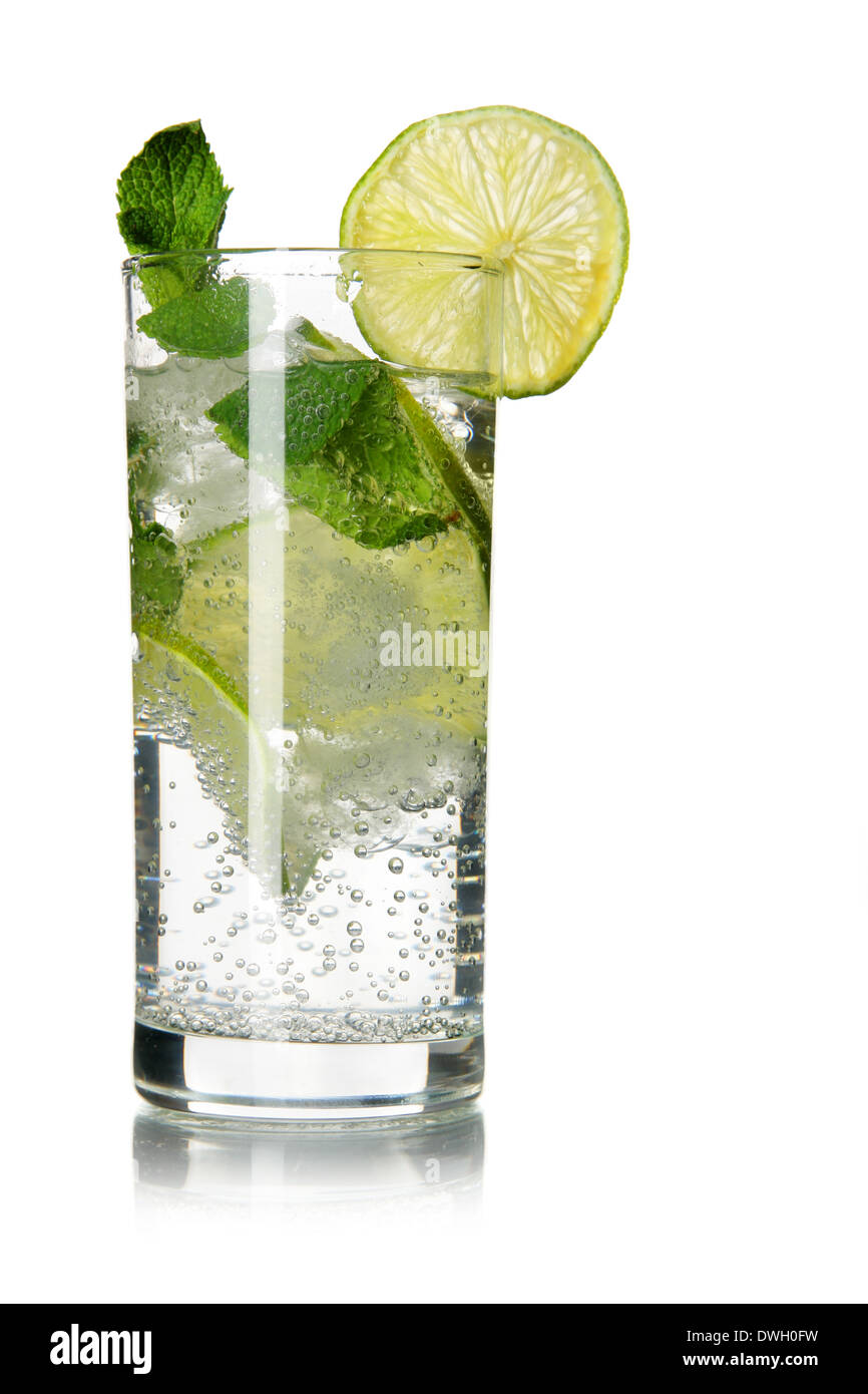 Glass of mojito isolated over white background Stock Photo - Alamy