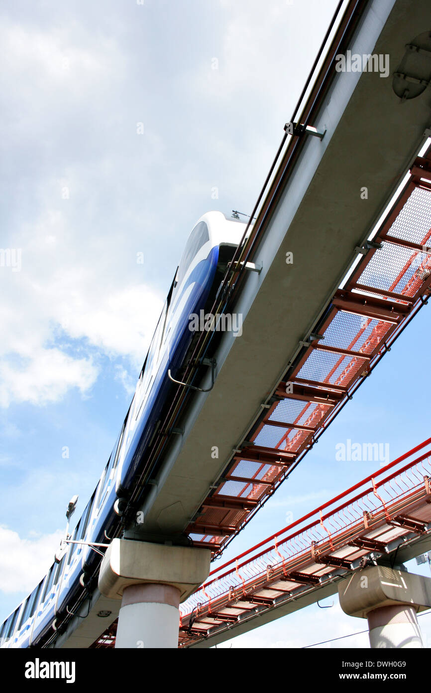 High speed monorail train on the overpass Stock Photo - Alamy