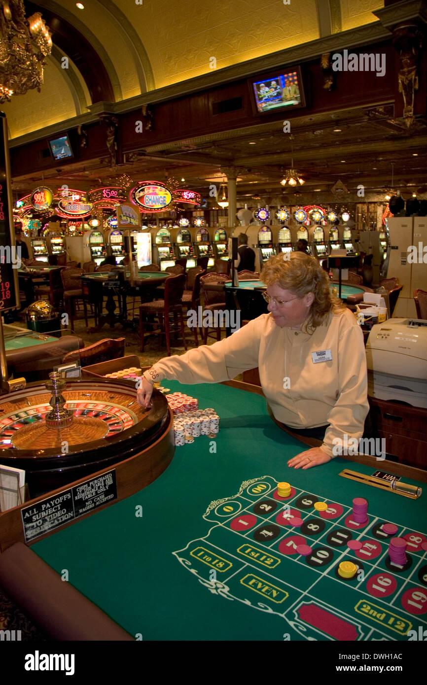 A roulette game at Main Street Station casino in Las Vegas, Nevada, USA ...